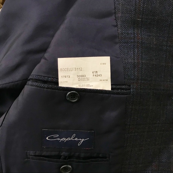 Coppley | Suits & Blazers | Coppley Navy Plaid Woolcashmere Blazer 4r ...